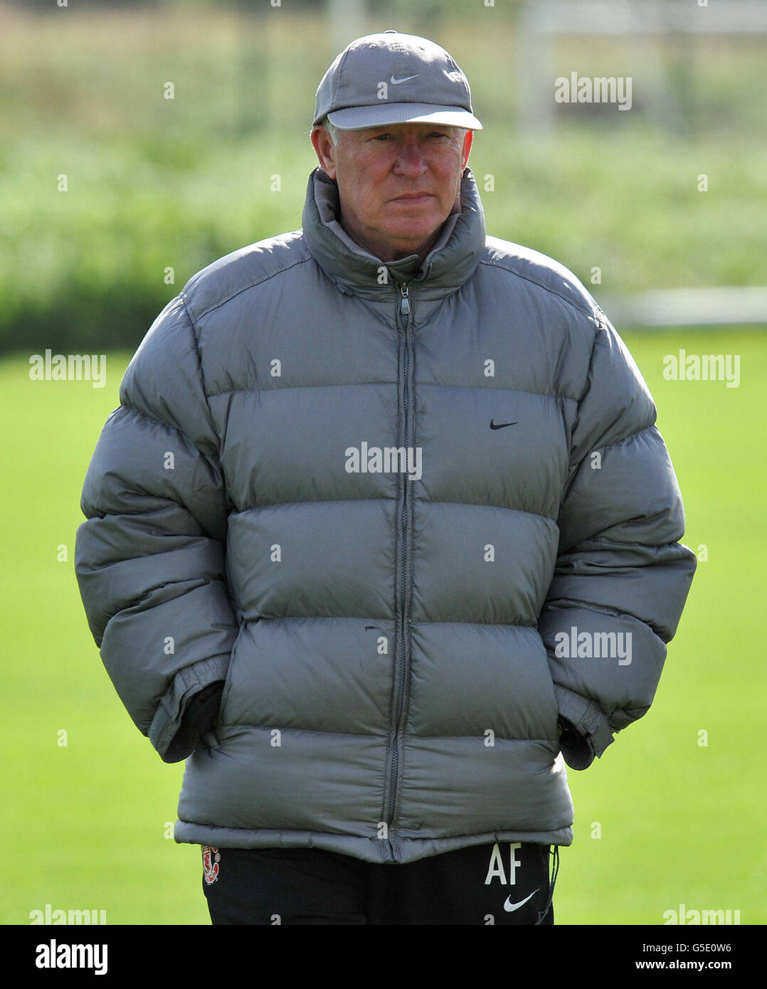 Manchester United manager Alex Ferguson during a training session at ...