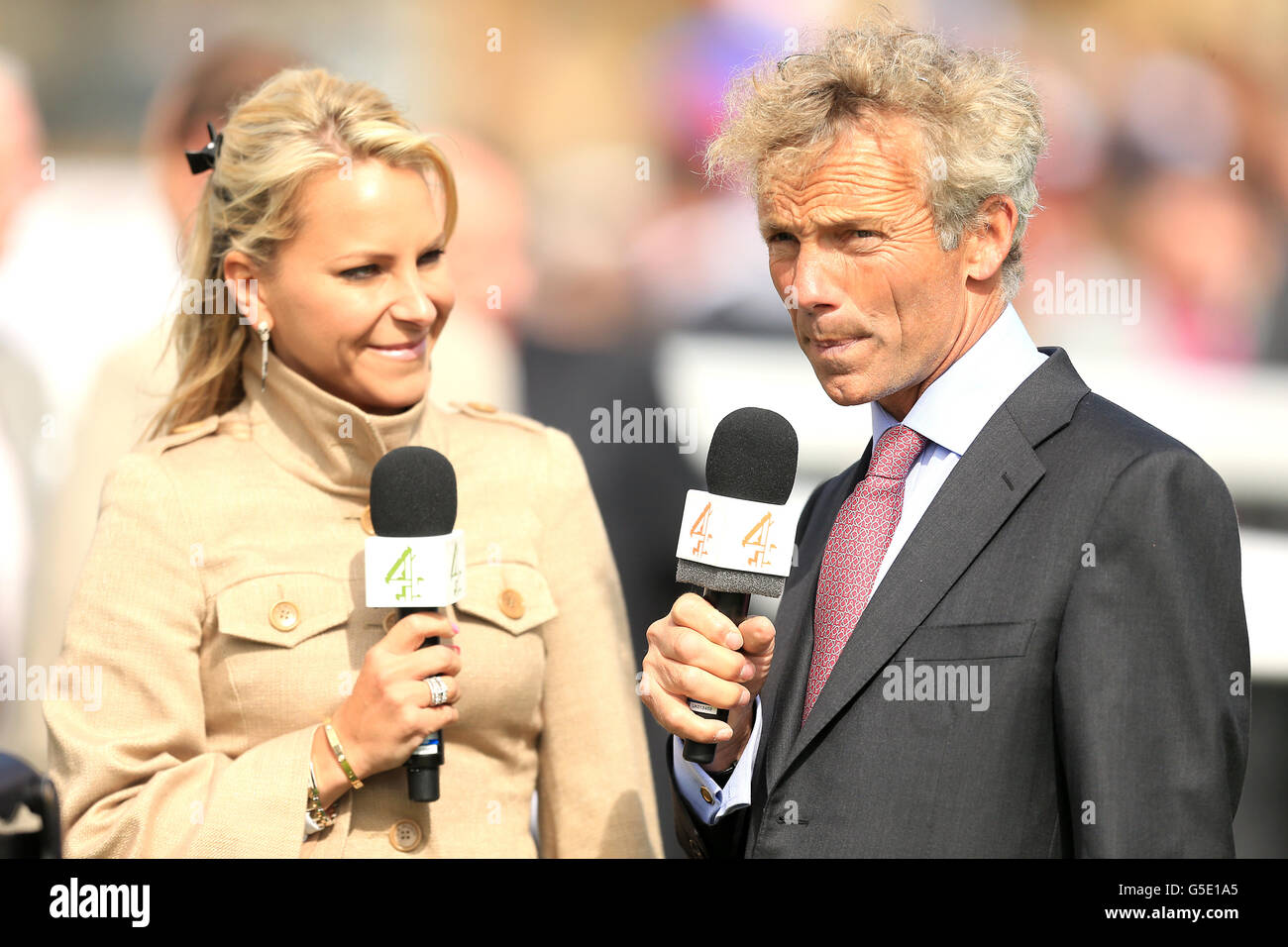 Channel 4 racing presenters john francome right and emma spencer hi-res ...