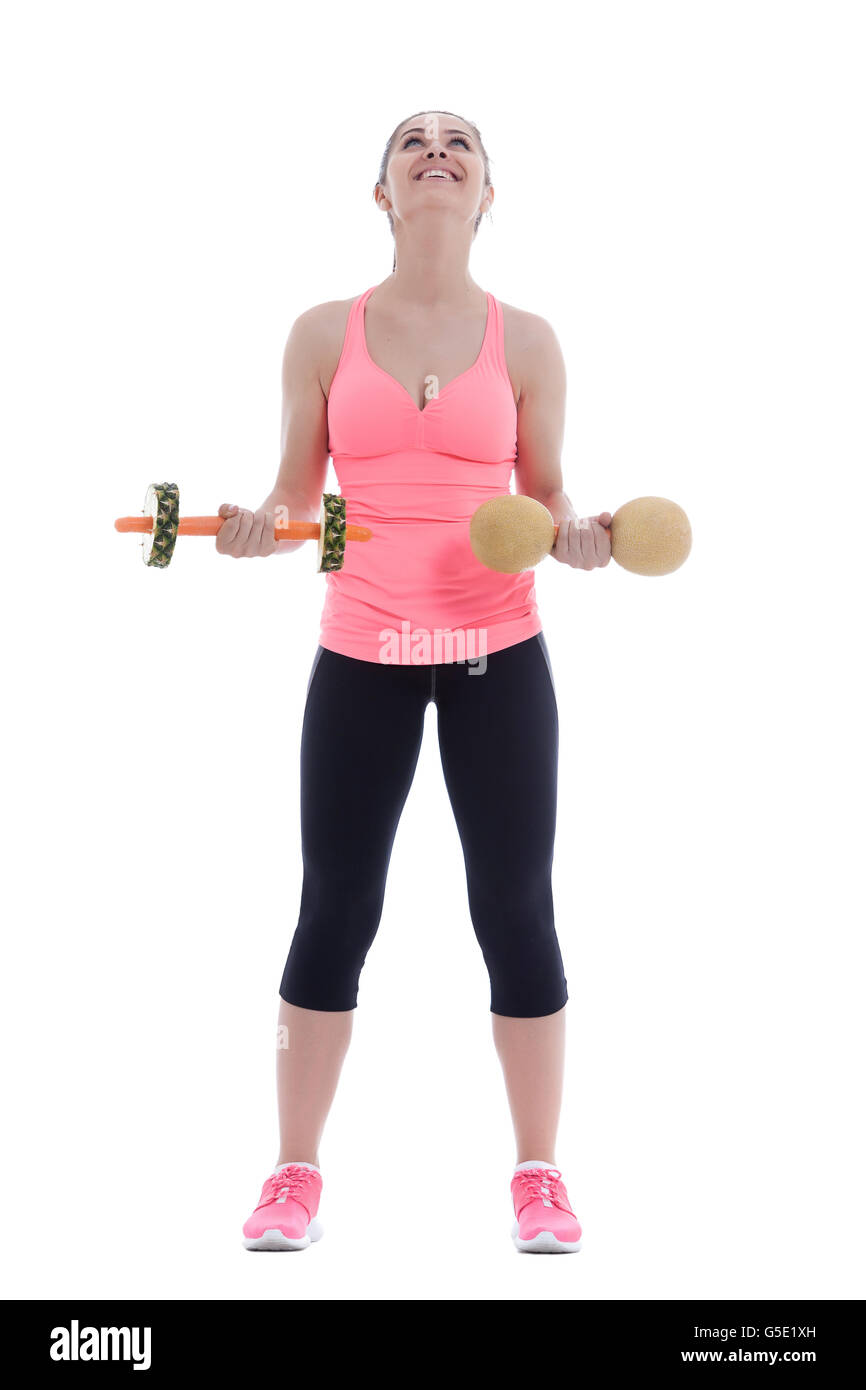 Woman dumbbells healthy food hi-res stock photography and images - Alamy