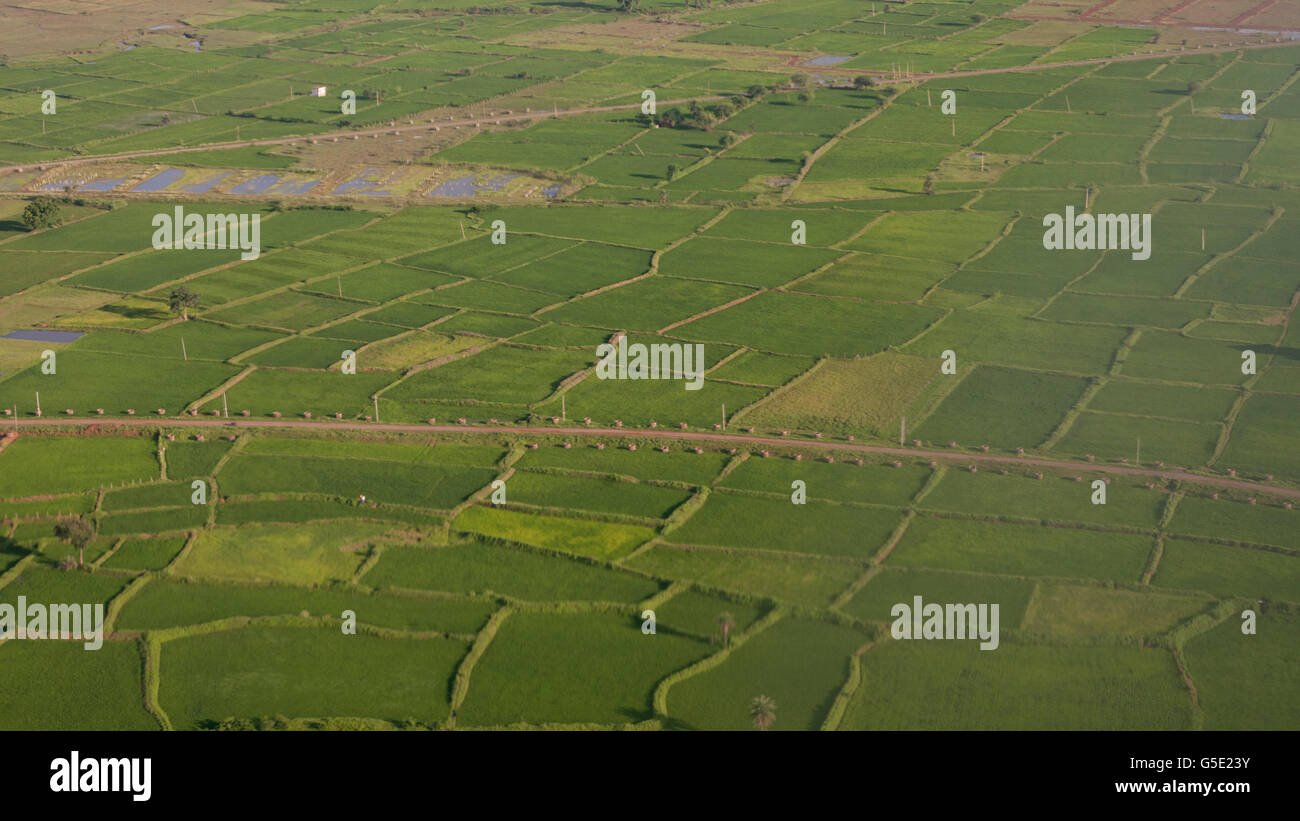 Aerial view of city of Raipur capital of Chattisgarh with its fields ...