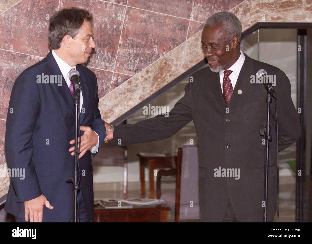 The Jamaican Prime Minister P.J. Patterson (right) with Britain's Prime ...