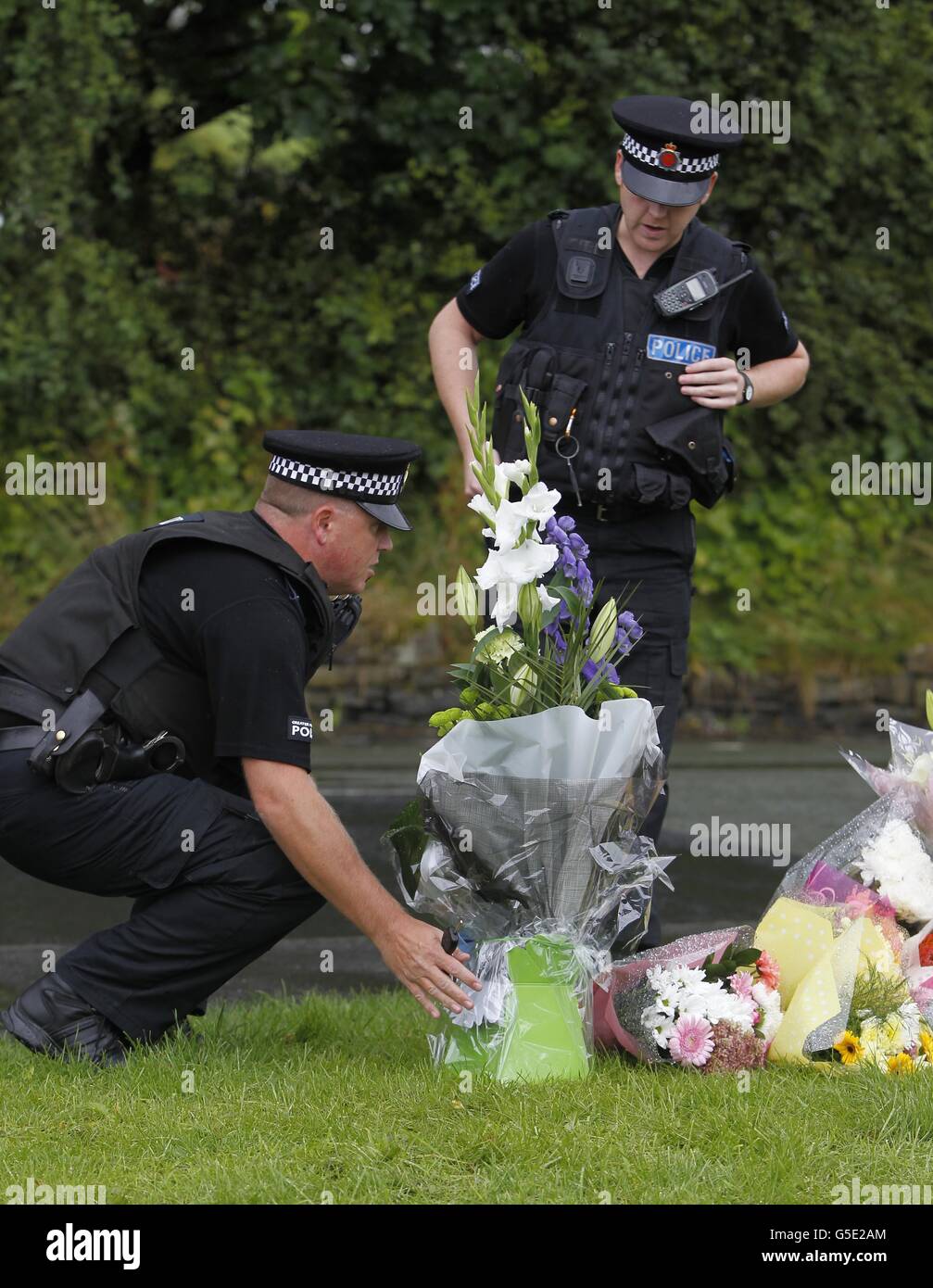 Floral tributes at the scene where police constables Fiona Bone, 32 ...