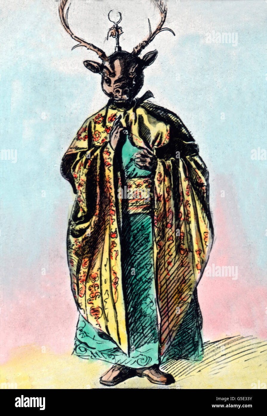 Gehörnter Lamapriester. Antlered Lama priest. travel, history ...