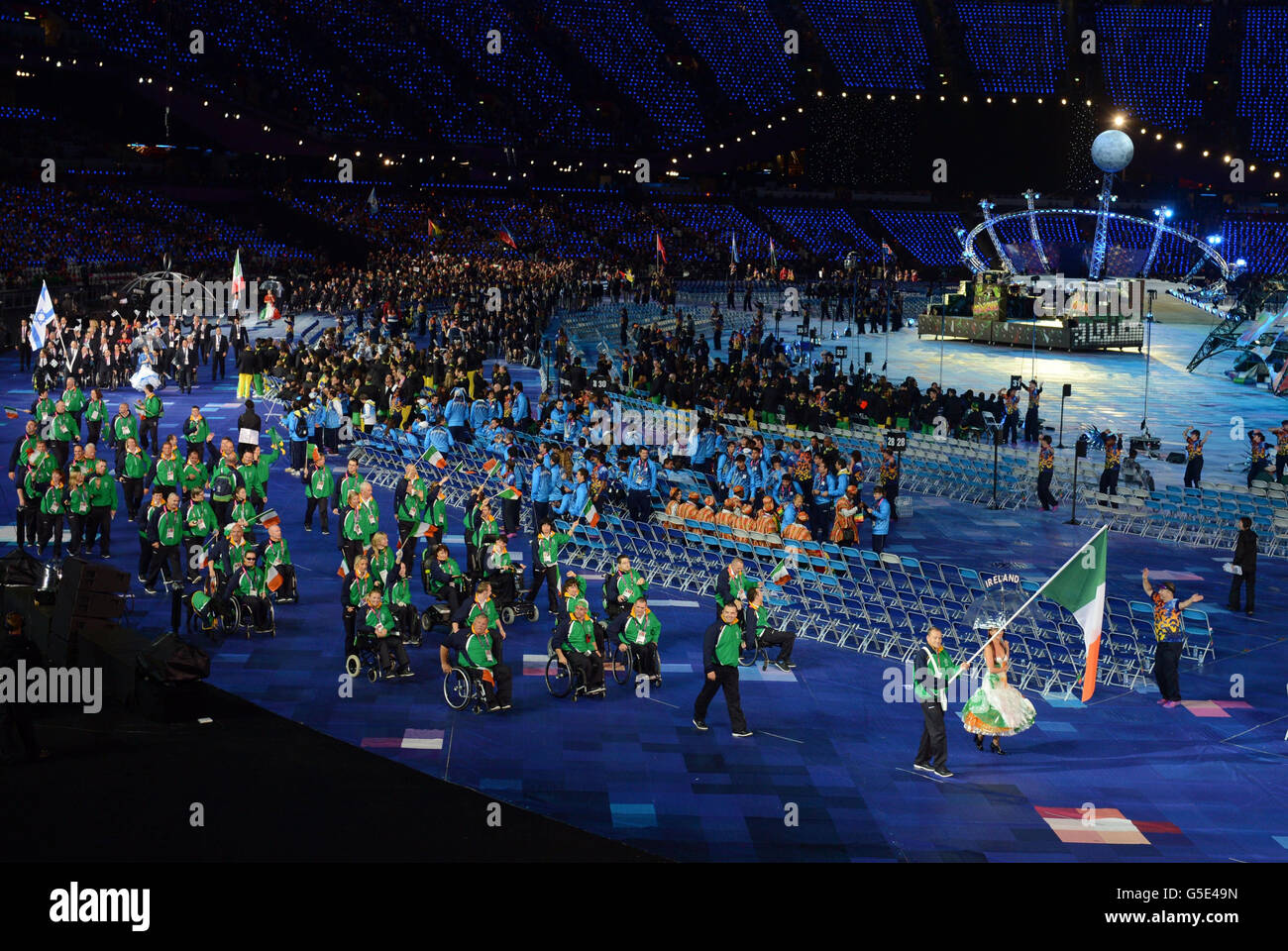 Ireland's Cathal Miller leads his team into the stadium during the ...