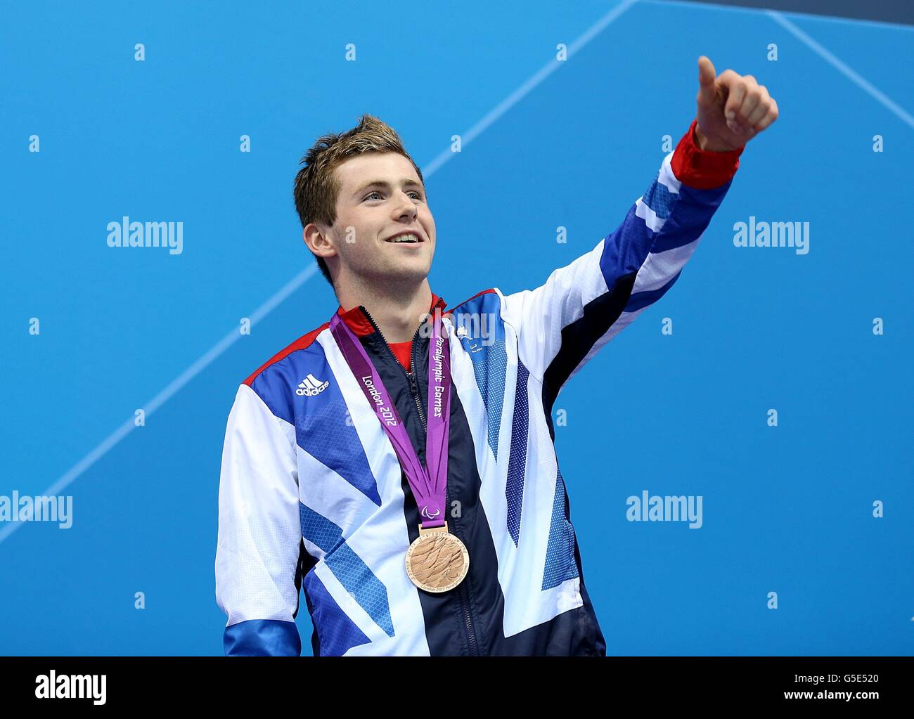 Great Britain's James Clegg on the podium with his the bronze medal for ...