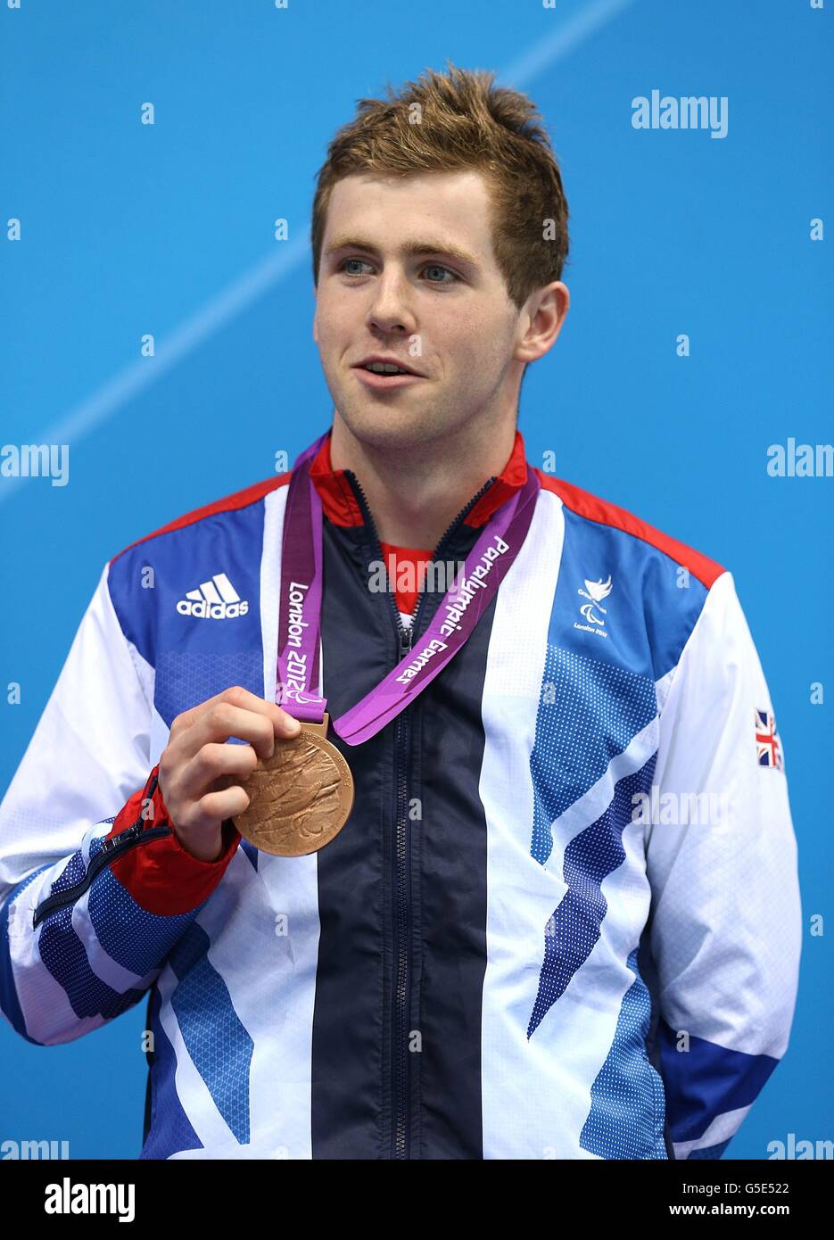 Great Britain's James Clegg on the podium with his the bronze medal for ...