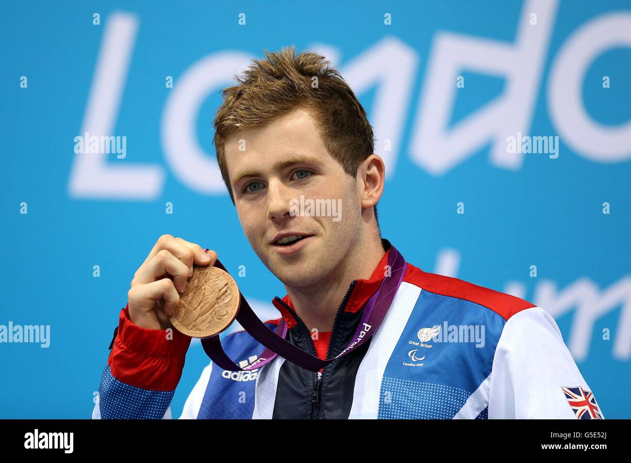 Great Britain's James Clegg on the podium with his the bronze medal for ...