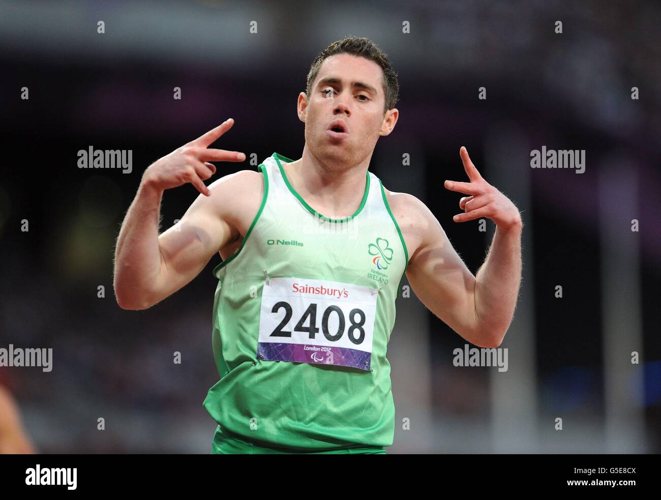 Ireland's Jason Smyth celebrates winning the Gold medal in the Men's ...