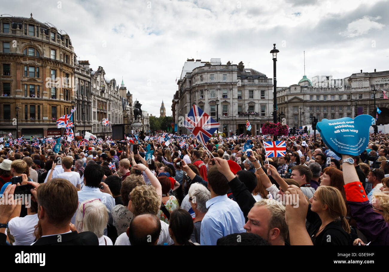 The parade passes Trafalgar square, London, celebrating Britain's ...
