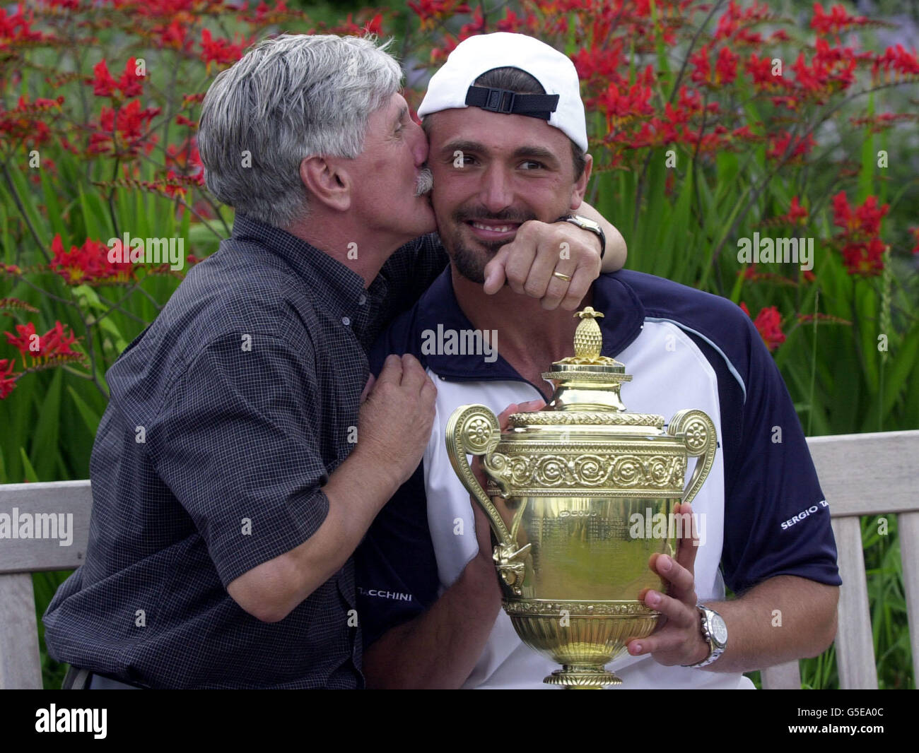 NO COMMERCIAL USE: Goran Ivanisevic of Croatia celebrates with his ...