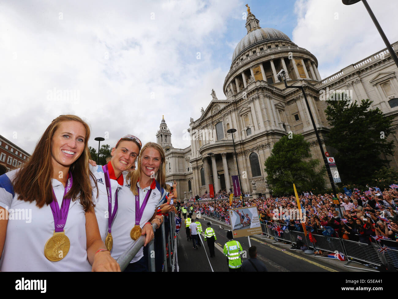 Women's Pair Rowing gold medallists Helen Glover (L) and Heather ...