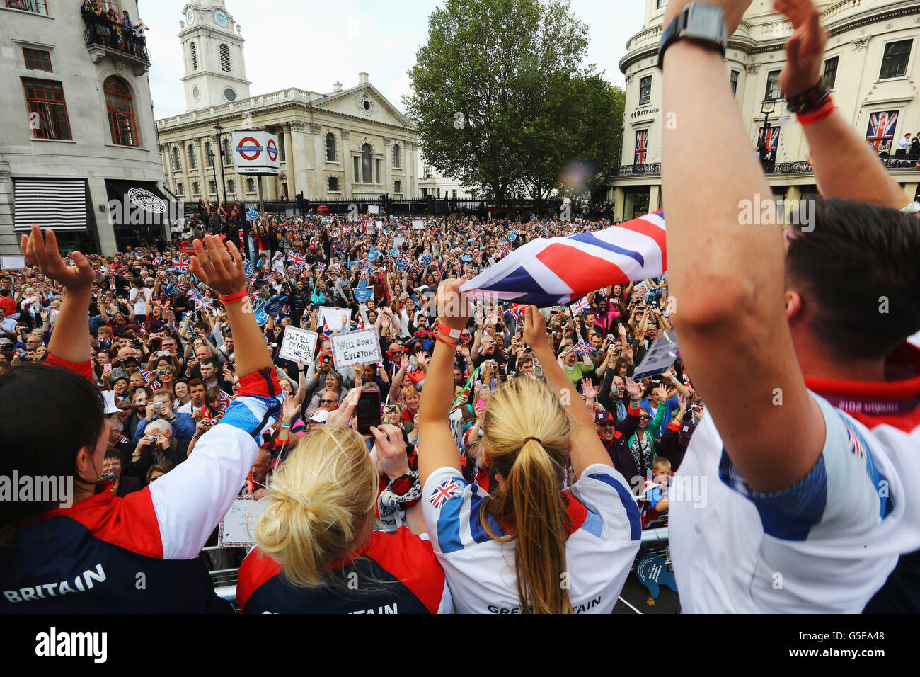 Members of the Great Britain gymnastics team take part in the London ...