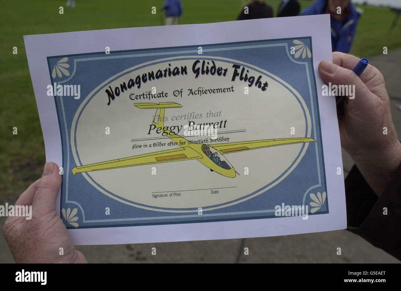 The certificate that Peggy Barrett, 96, received after she took to the ...