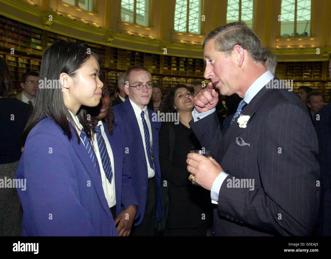 The Prince of Wales talks to Head Girl Chean San from Dunraven School ...