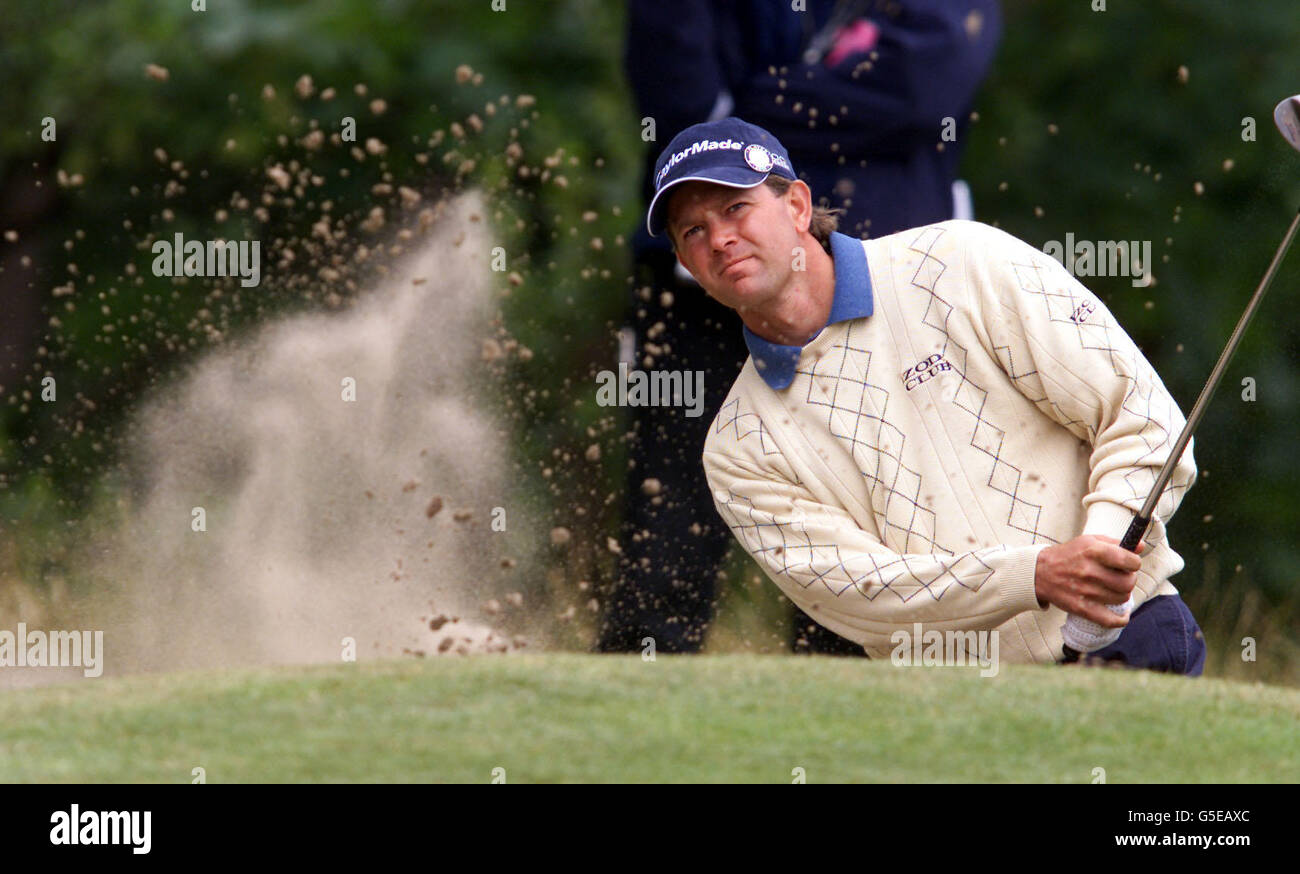 South Africa's Retief Goosen plays a shot out of a bunker on the 1st ...