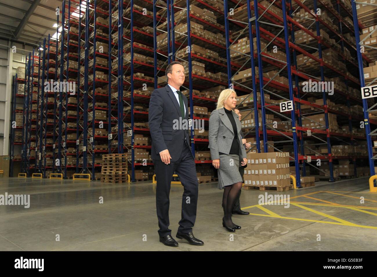 Cameron visits Sony warehouse Stock Photo - Alamy