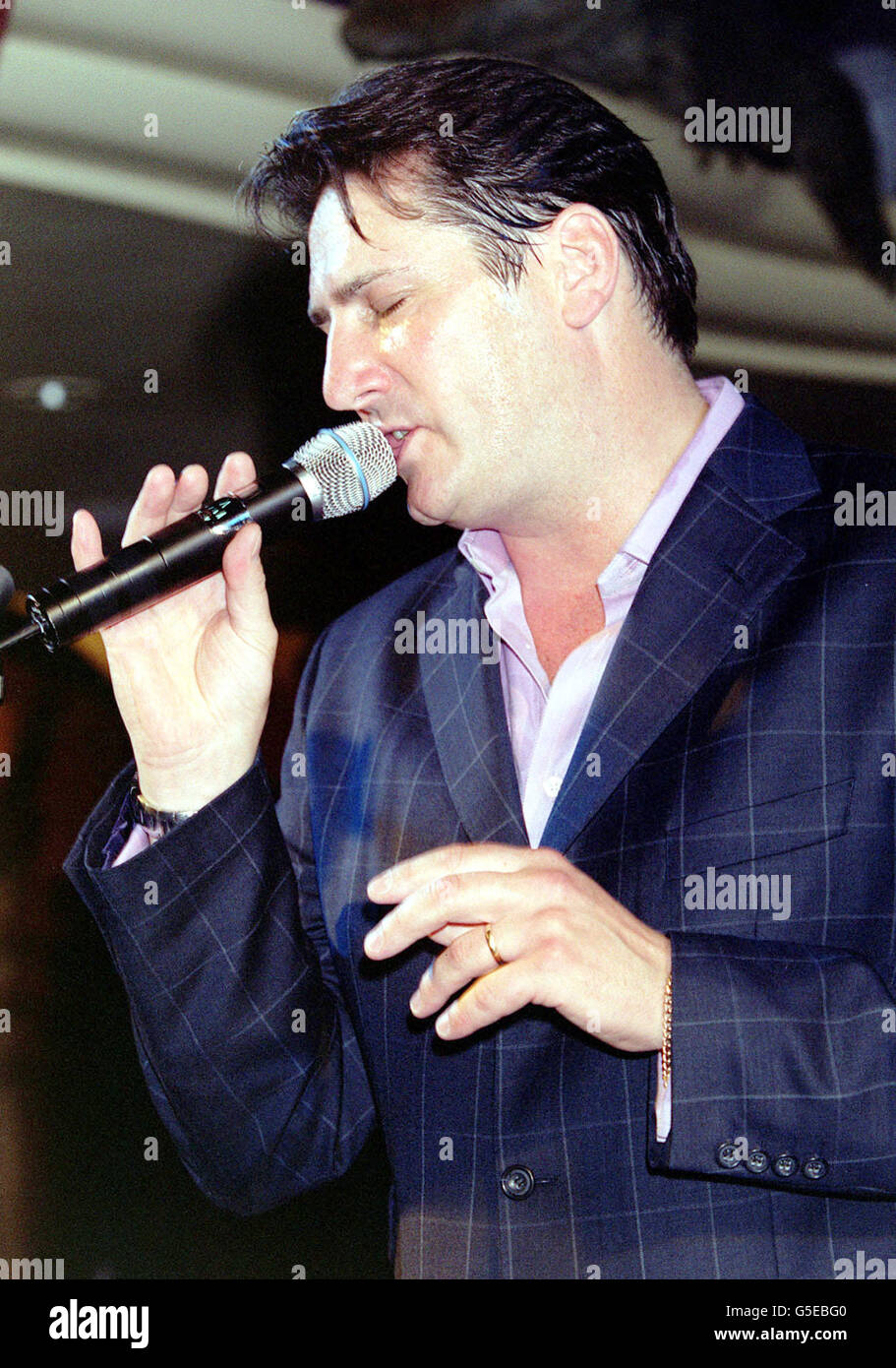 Former Spandau Ballet lead singer Tony Hadley performs during a ...