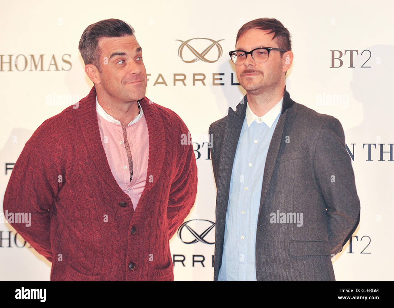 Robbie Williams launches Farrell - Dublin Stock Photo - Alamy