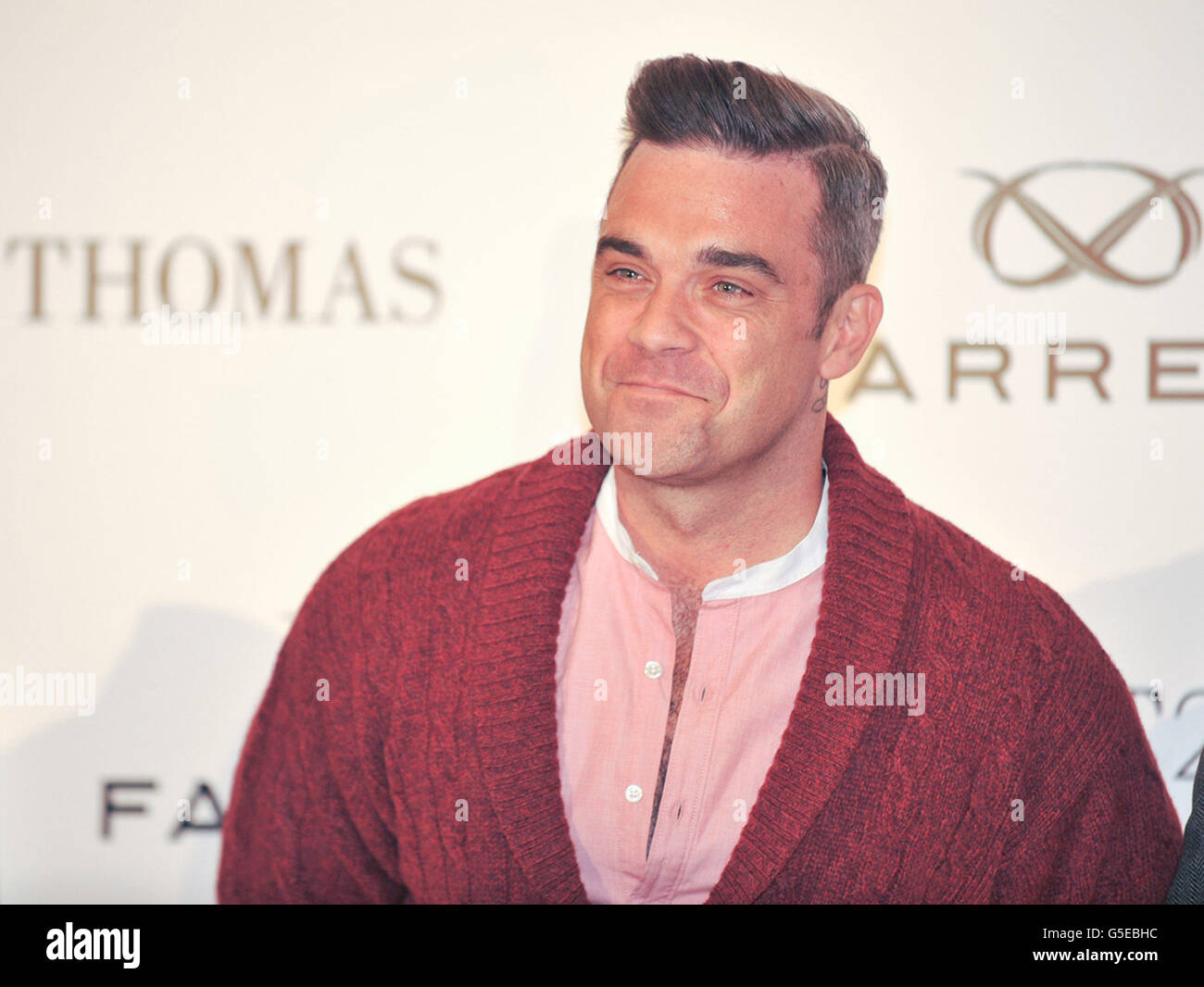 Robbie Williams launches Farrell - Dublin Stock Photo - Alamy