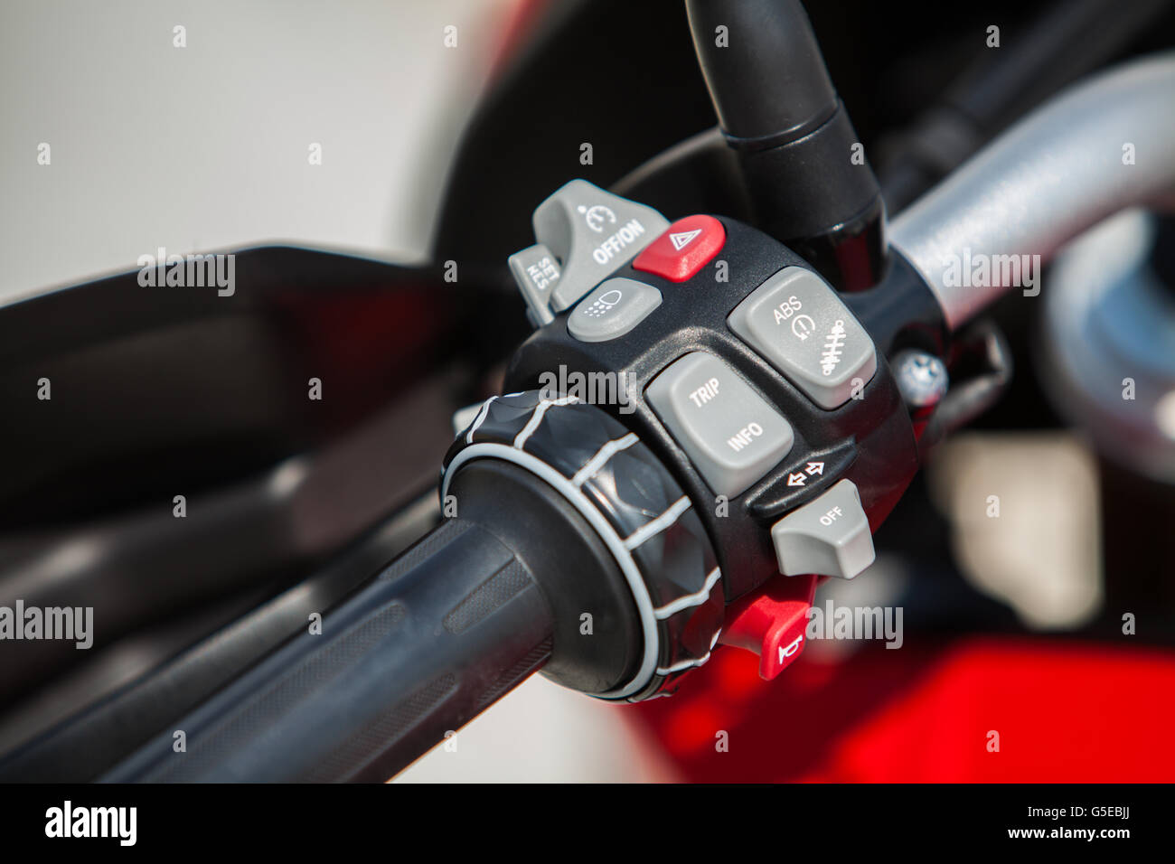 Color image with the controls on a motorcycle handlebar Stock Photo - Alamy