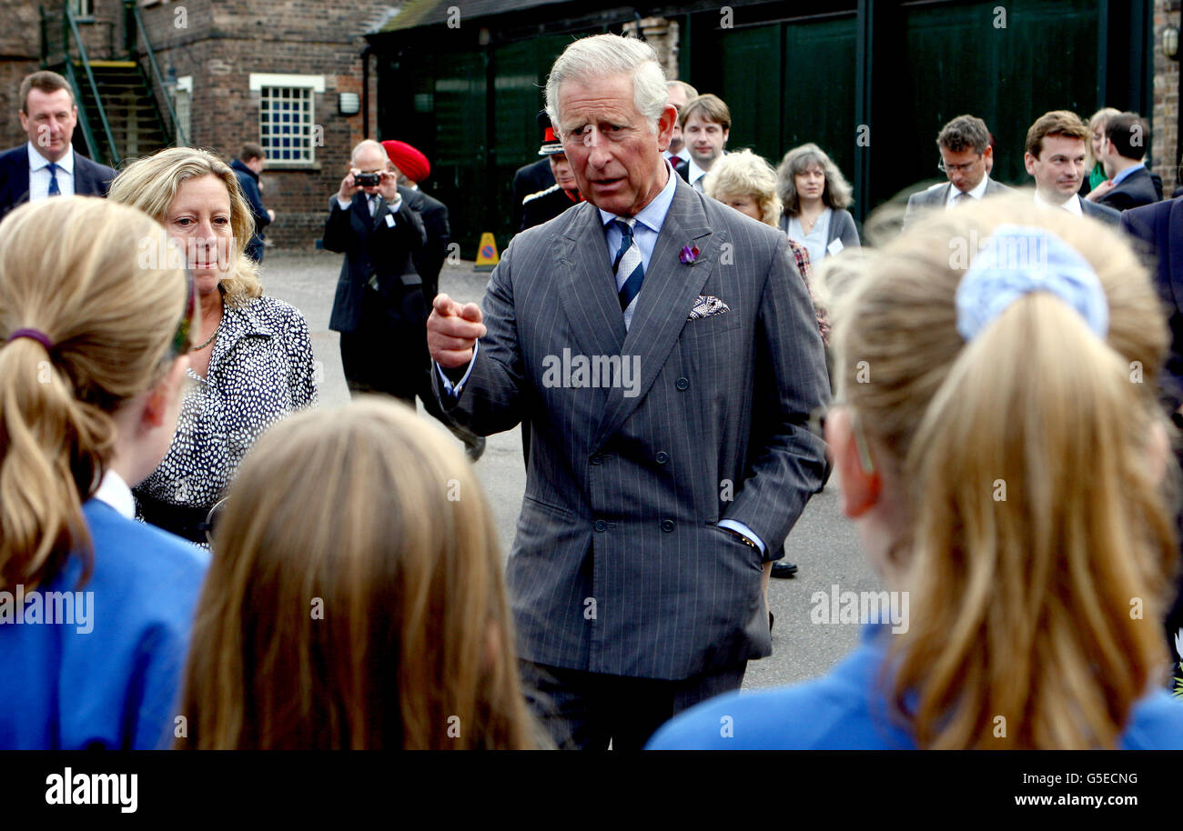 The Prince of Wales chats with pupils from the Coalbrookdale and ...
