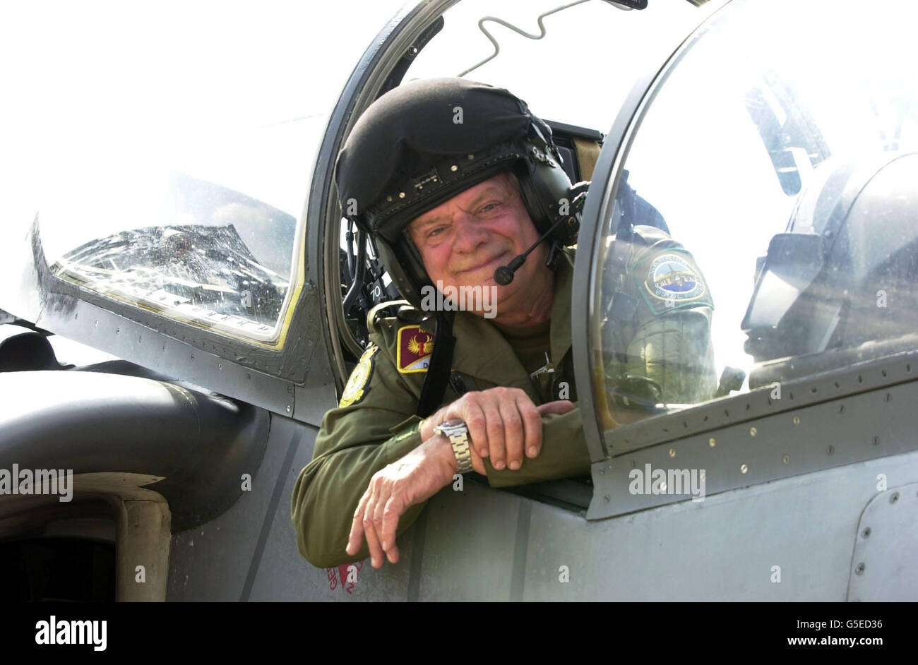 Actor David Jason in a Royal Air Force Harrier Jump Jet at the Royal ...