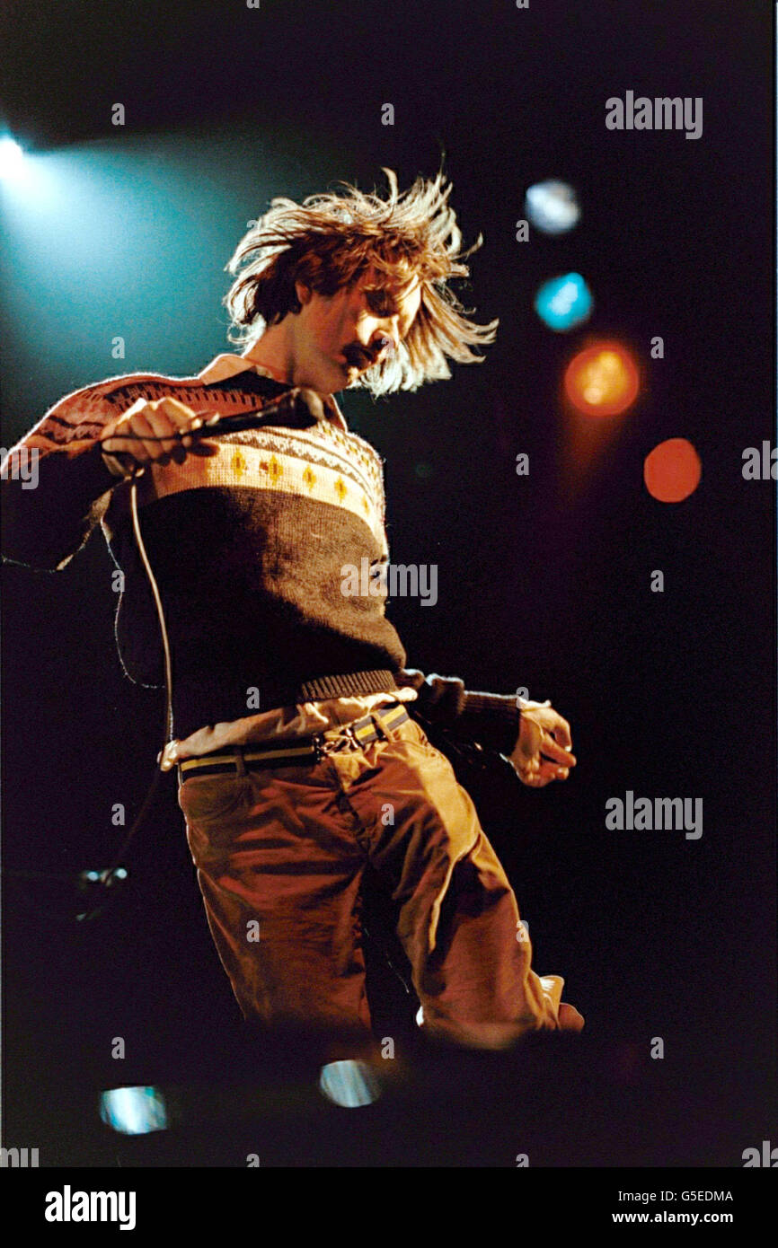 Jarvis Cocker, lead singer of the pop band Pulp, performs on stage at ...