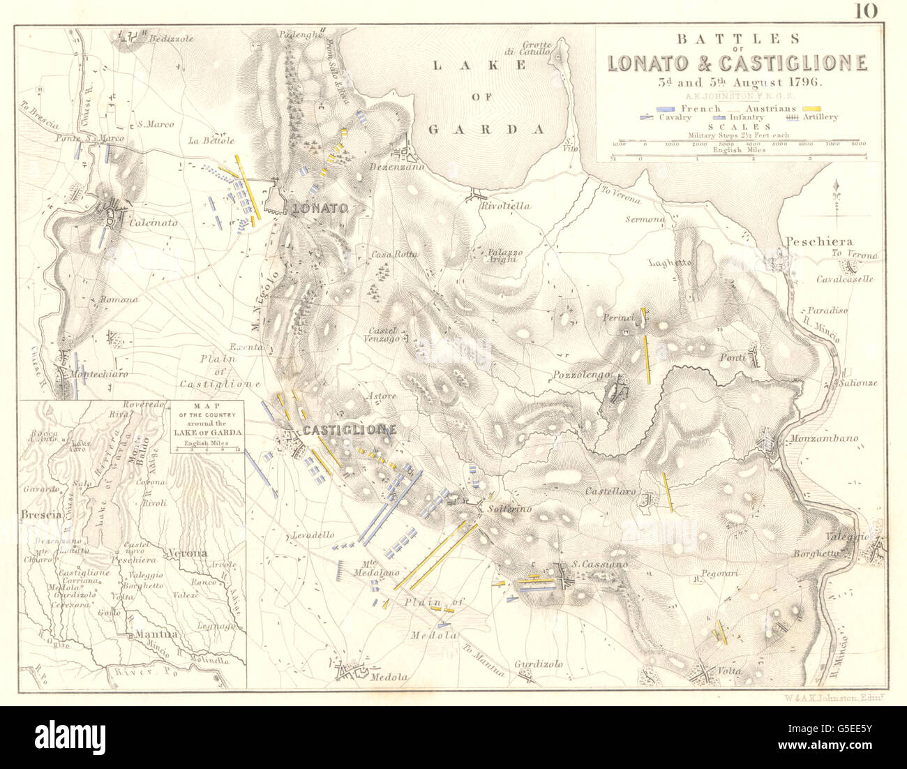 BATTLES OF LONATO & CASTIGLIONE: 3rd & 5th August 1796. Italy, 1848 old ...