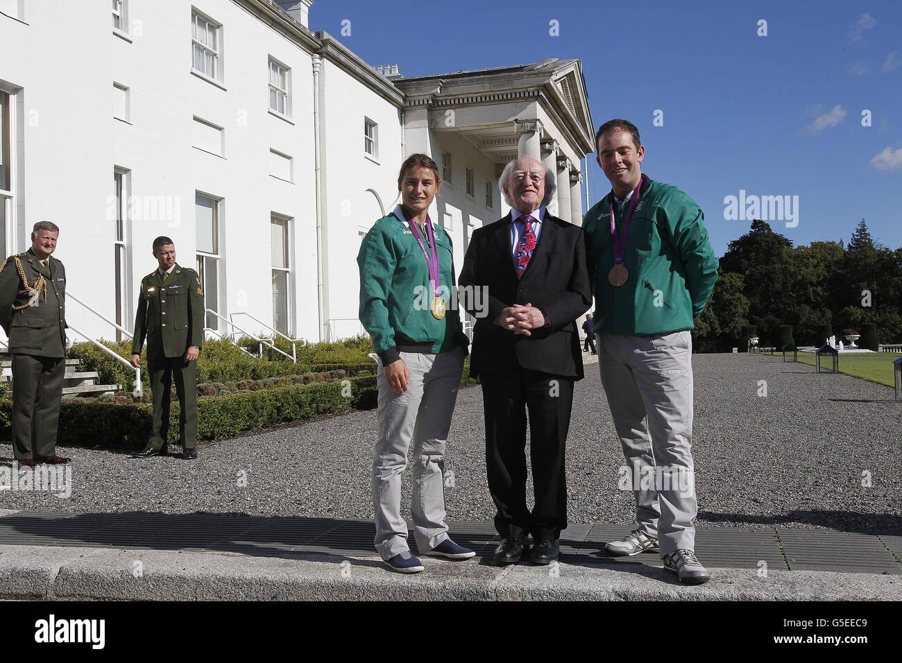 President Michael D Higgins with Olympic Gold medal winner Katie Taylor ...