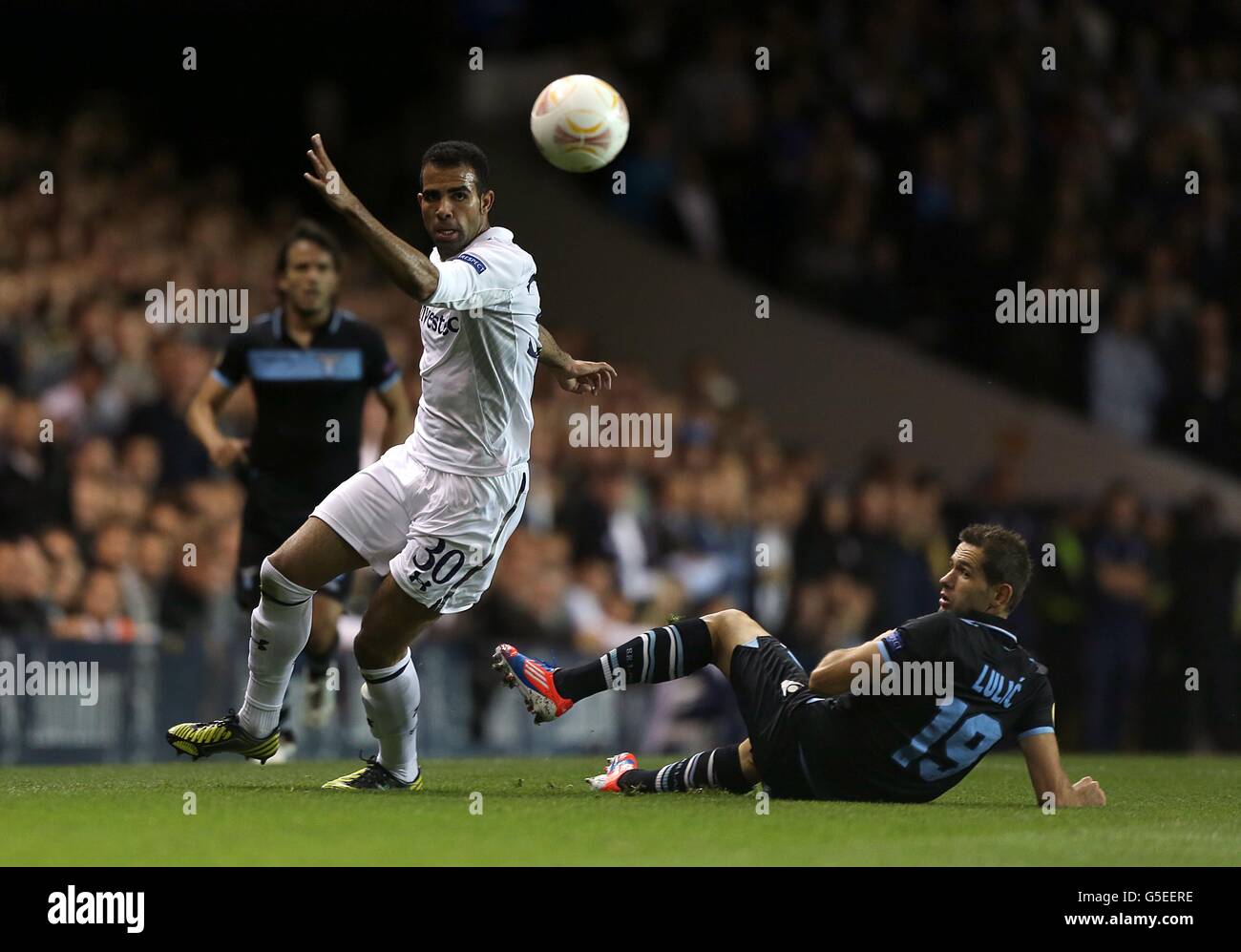Lazio's Senad Lulic (right) and Tottenham Hotspur's Raniere Sandro ...