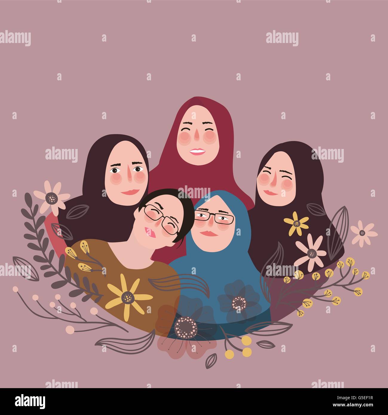 teen friends wearing scarf veil pose together friendship fun Islam Stock Vector Image & Art - Alamy
