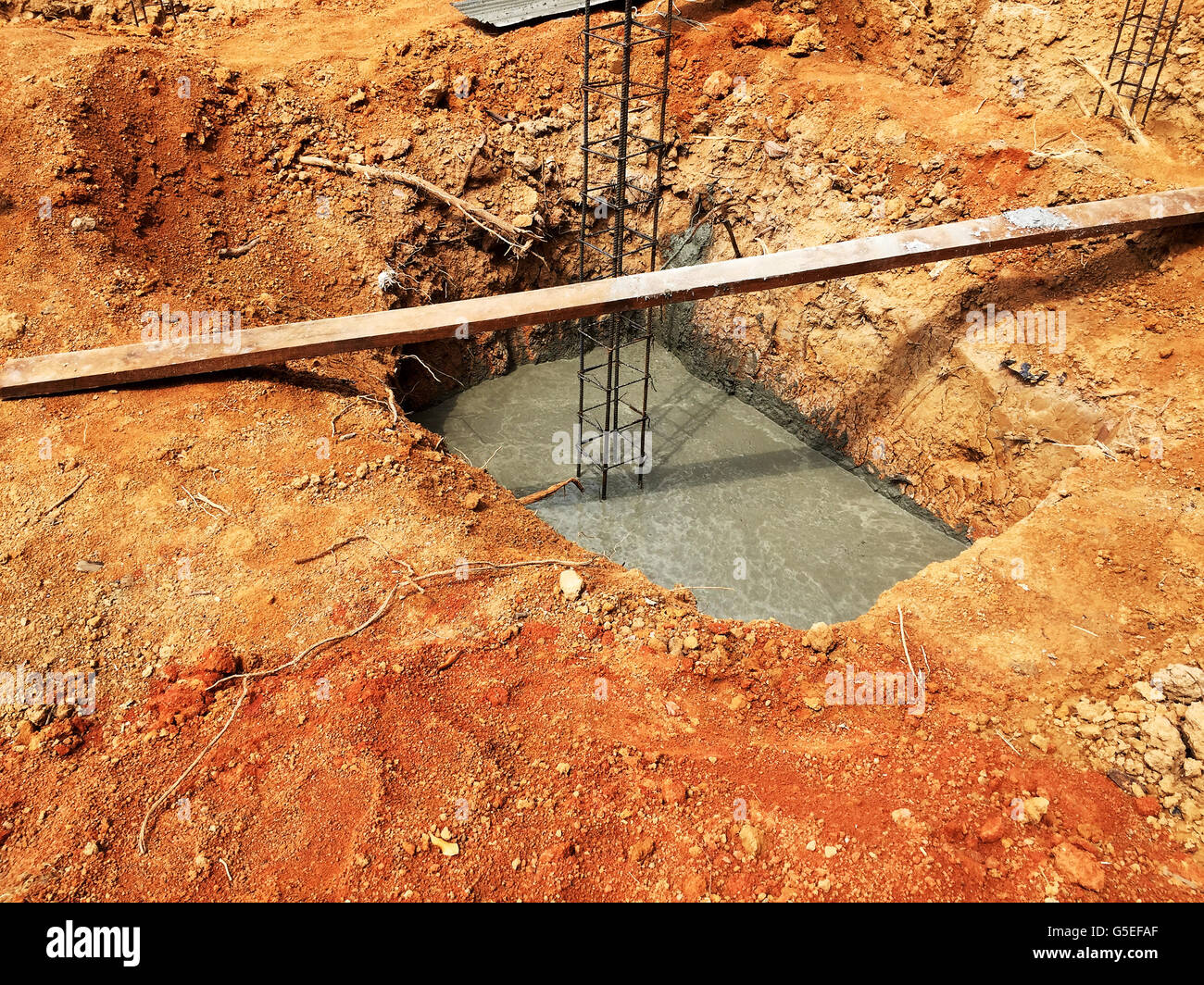 Hole of cement pillar for home construction site building Stock Photo ...