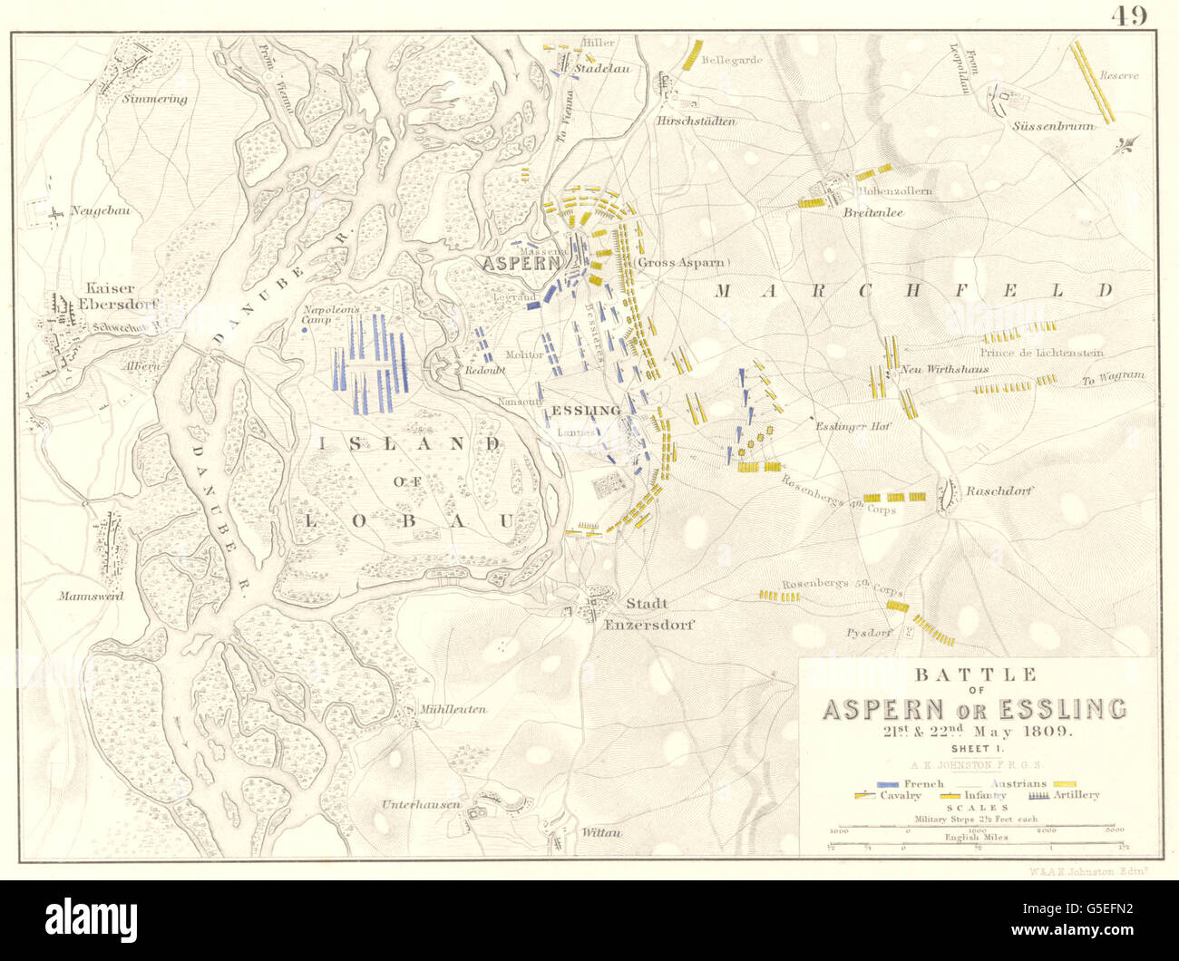BATTLE OF ASPERN OR ESSLING: 21- 22nd May 1809 - sheet 1. Austria, 1848 ...