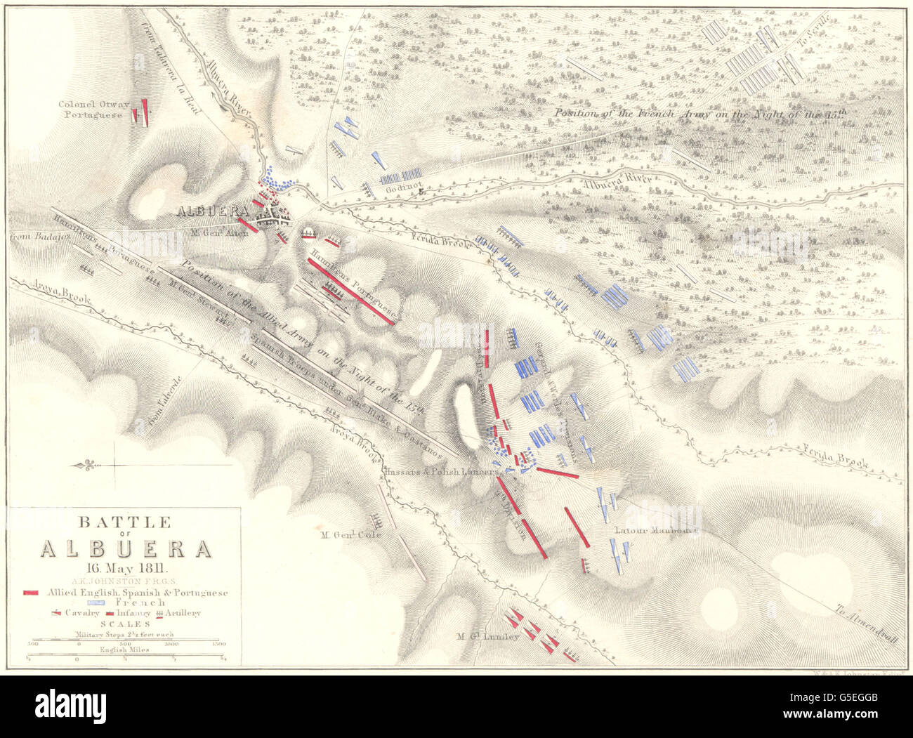 BATTLE OF ALBUERA: 16th May 1811. Spain. Napoleonic Wars, 1848 antique ...