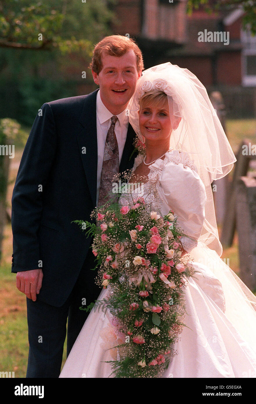 Steve Davis and his newly wedded wife Judy Greig after they were ...