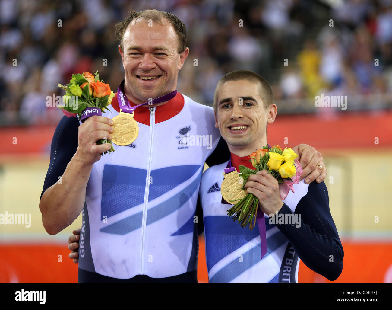 Great Britain's Barney Storey (left) and Neil Fachie (right) with their ...