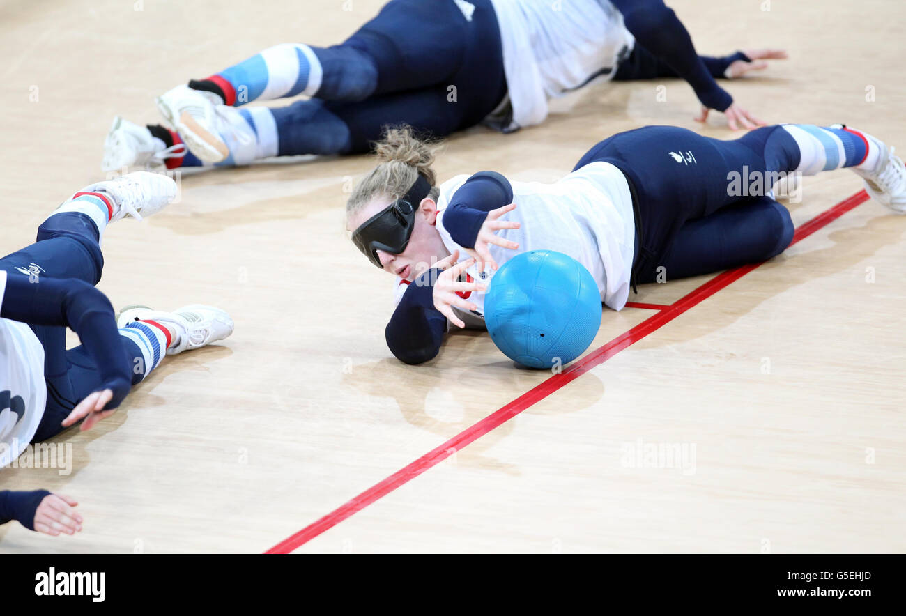 Great Britain's Georgina Bullen makes a save during the Womens Goalball ...