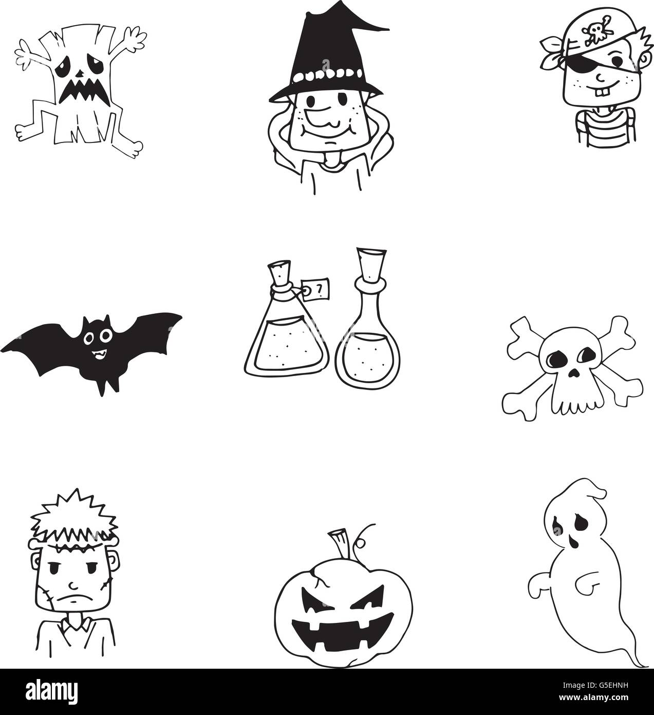Ghost Halloween in doodle vector Stock Vector Image & Art - Alamy
