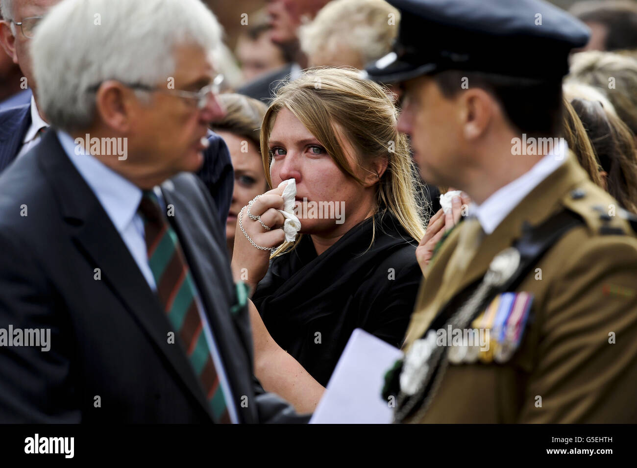 Mourners outside of Bristol Cathedral, where the funeral of Lieutenant ...
