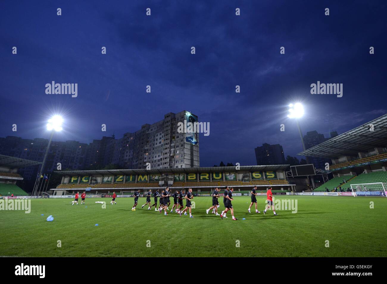 The England squad during a training session at the Zimbru Stadium in ...
