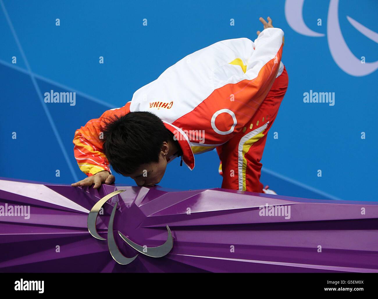 Gold Medalist China's Yinan Wang after the Men's 100m Freestyle - S8 Final Stock Photo - Alamy