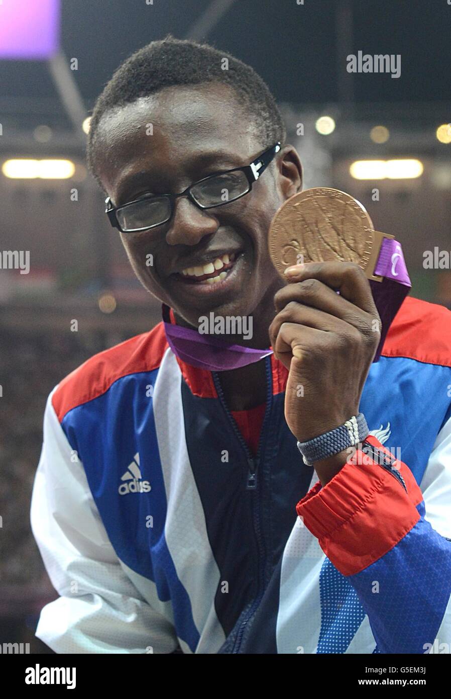 Great Britain's Ola Abidogun celebrates with his bronze medal after ...