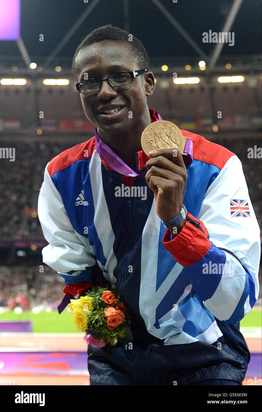 Great Britain's Ola Abidogun celebrates with his bronze medal after ...