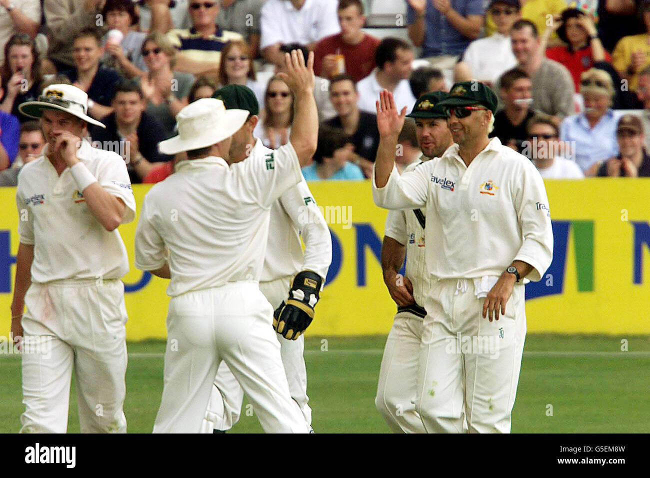 Australia's Colin Miller (far right) celebrates with team-mates after ...