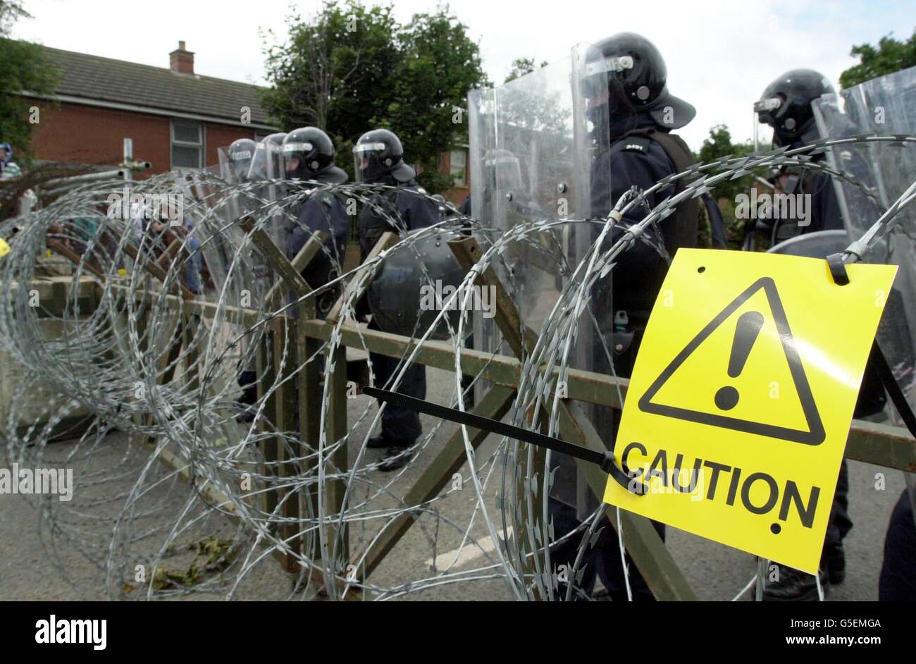 The RUC guard a barrier erected by the British Armed Forces on the ...