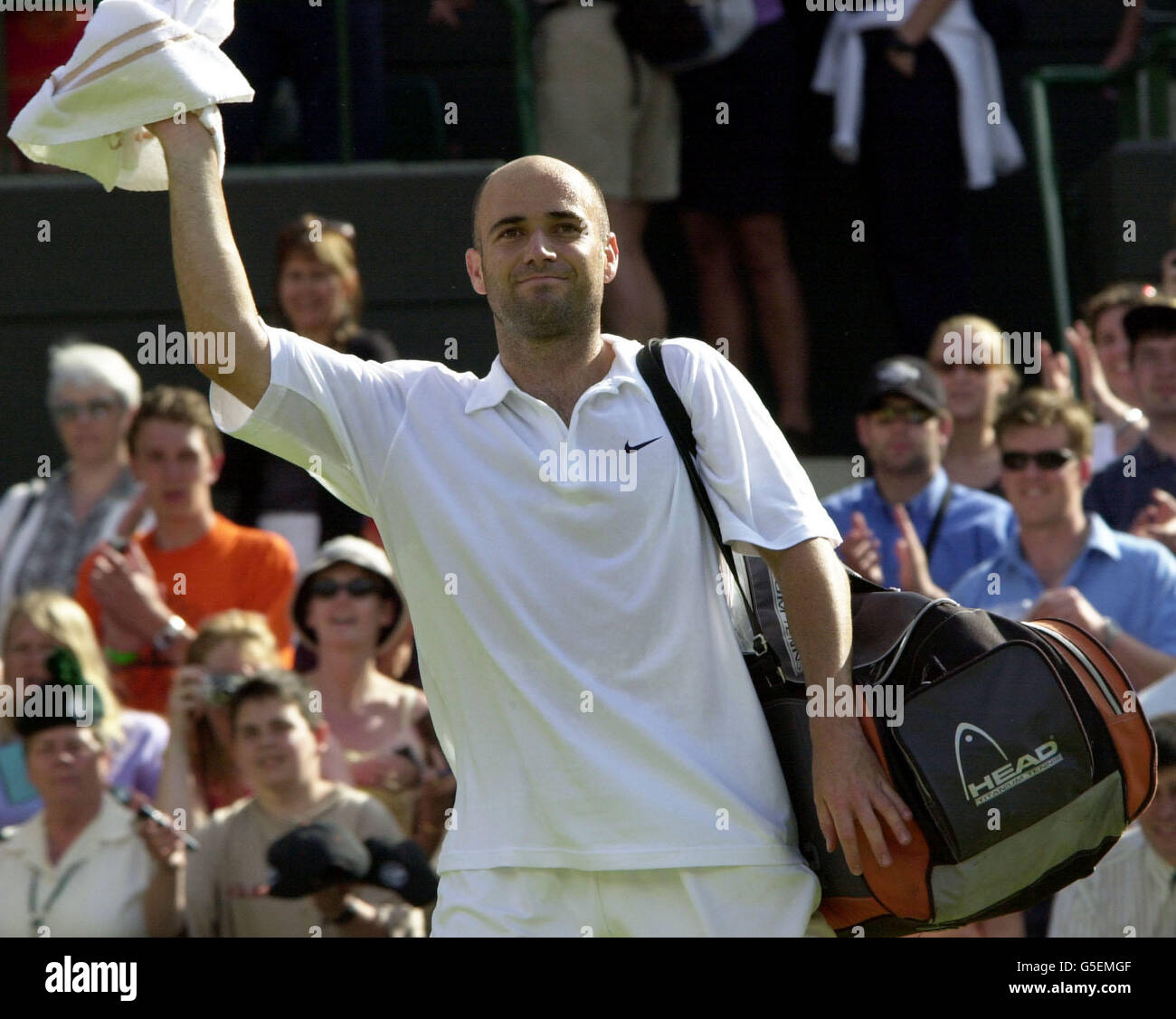Arm raised sport tennis celebrating smiling andre agassi hi-res stock ...