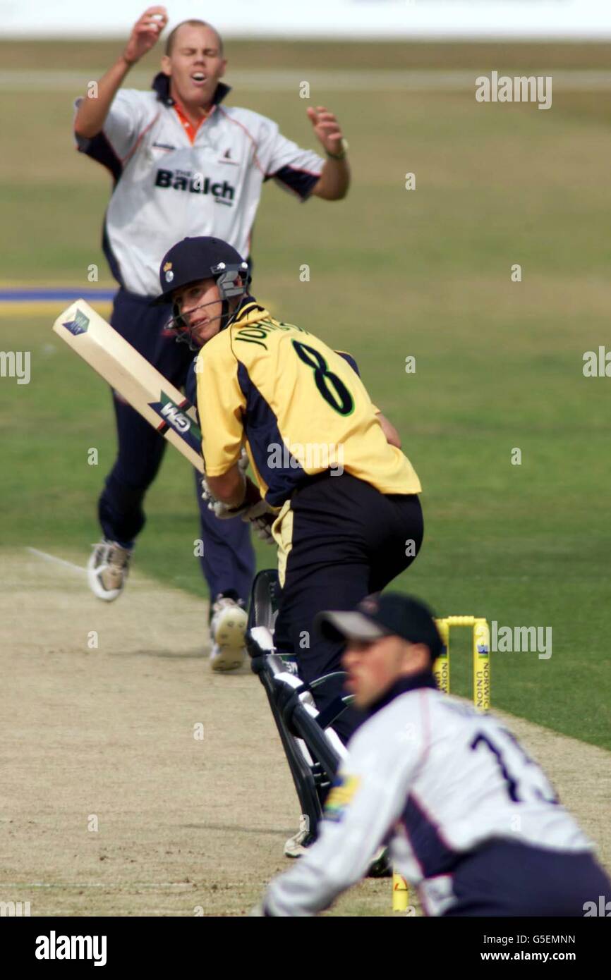 Sussex bowler Billy Taylor is hit for four runs by Hampshire opener ...