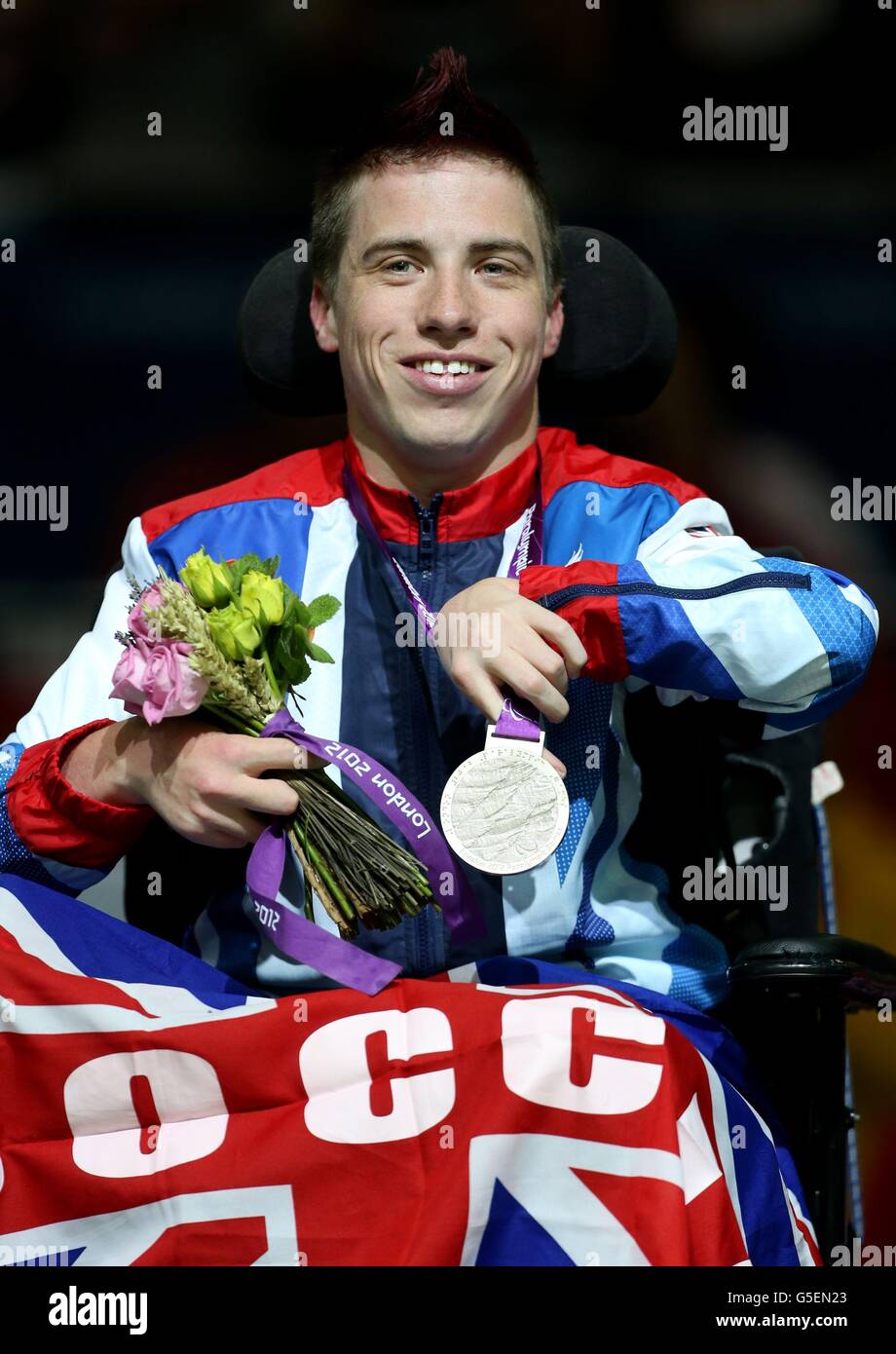 Great Britain's David Smith celebrates winning silver in the Boccia ...