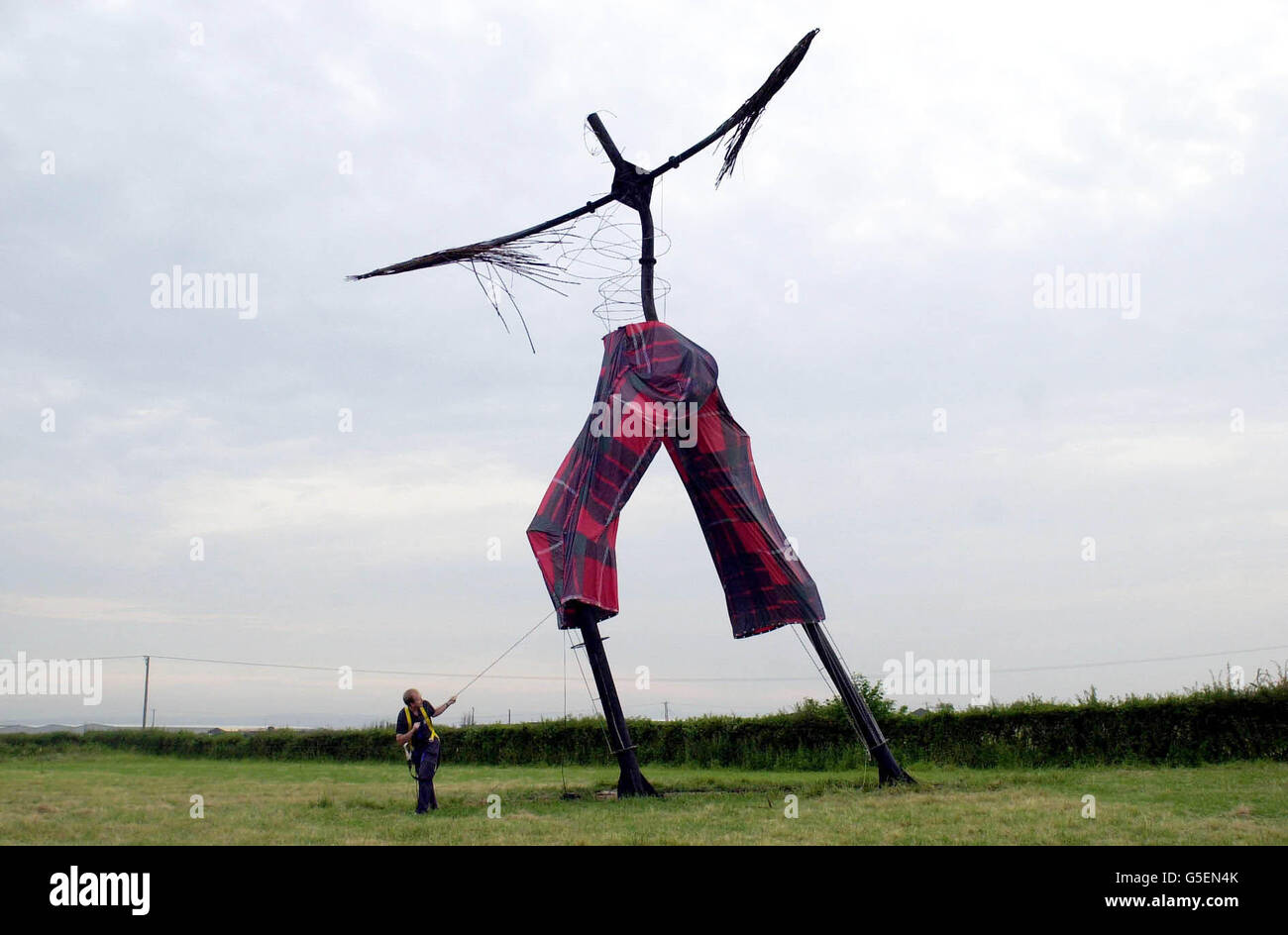 The skeleton of the giant sculpture "Willow Man" gets a final ...