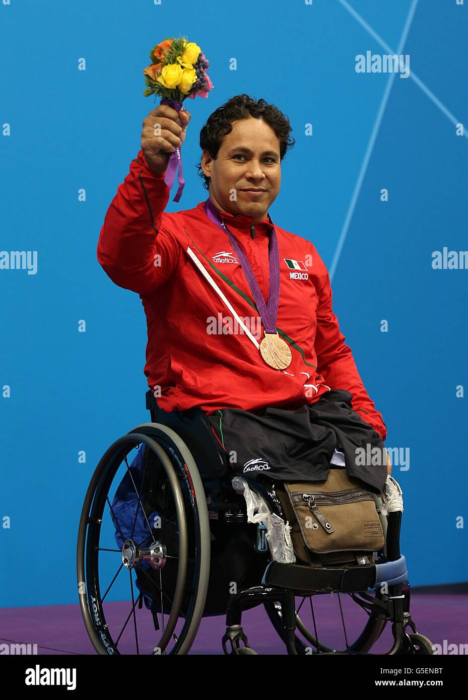 Mexico's Pedro Rangel with his Bronze Medal for the Men's 100m ...
